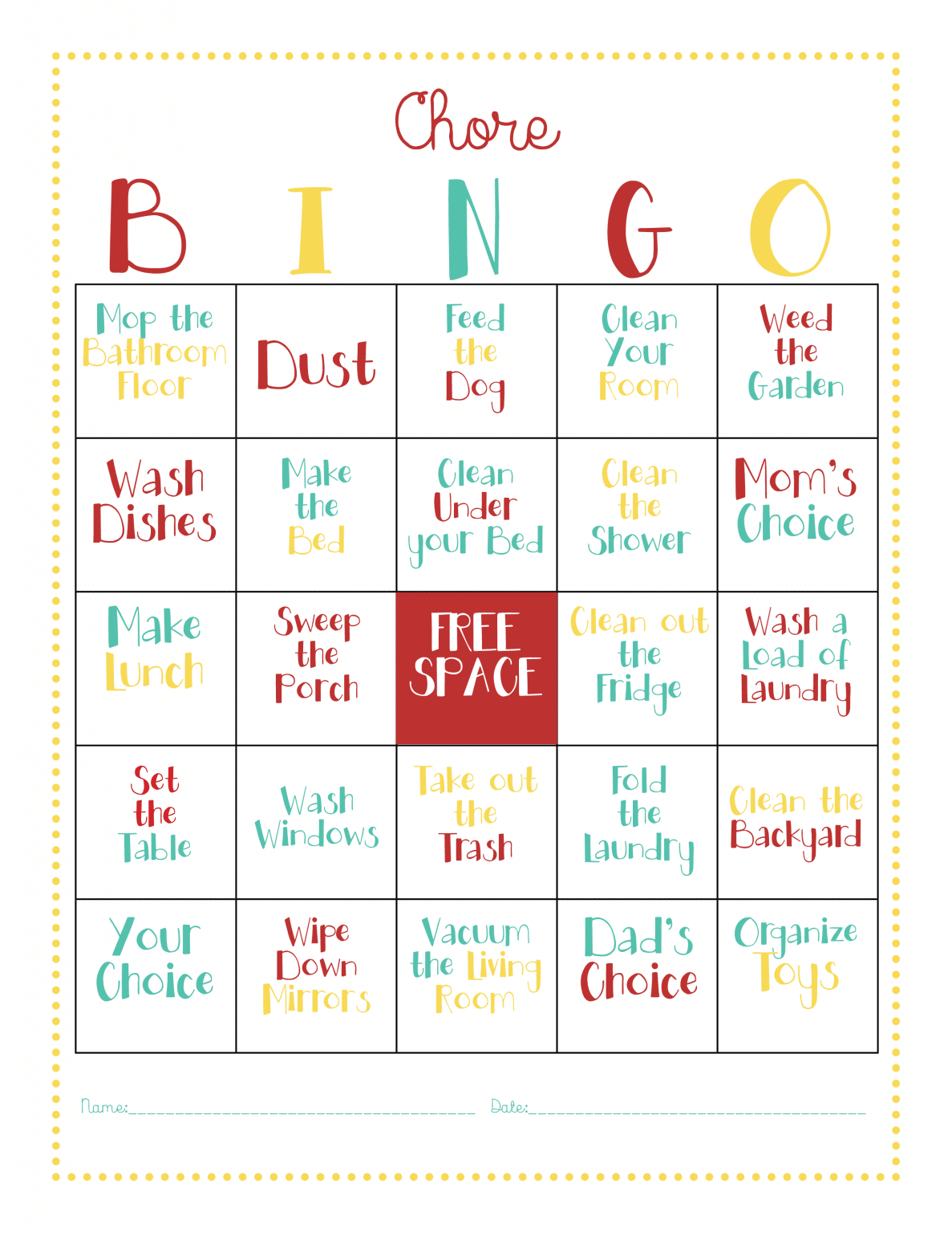 Make Chores Fun with Chore Card Bingo