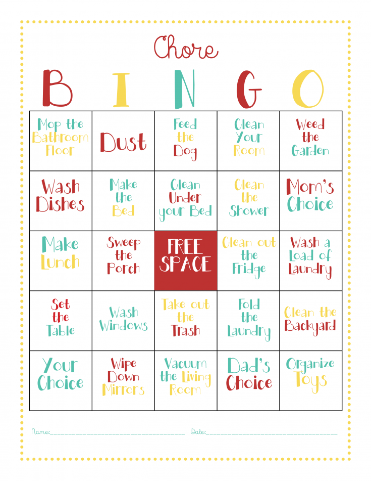 Make Chores Fun with Chore Card Bingo