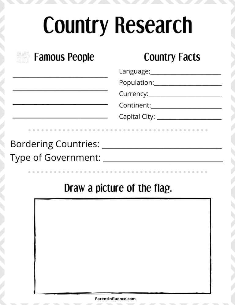 Free Printable for Countries Homeschool Study